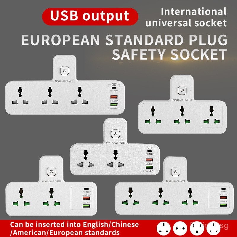 EU US UK Plug Universal Outlet Power Strip Multitap AC Wall Socket With ...
