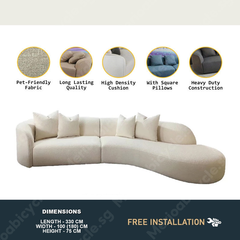 Wash Technology Fabric Sofa Creamy Style Living Room Small Layout ...