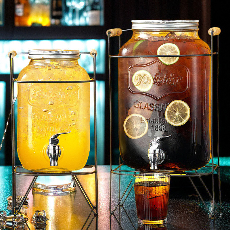 🔥Free Gift🔥Coke Barrel Wine Barrel with Faucet Glass Bottle Juice ...