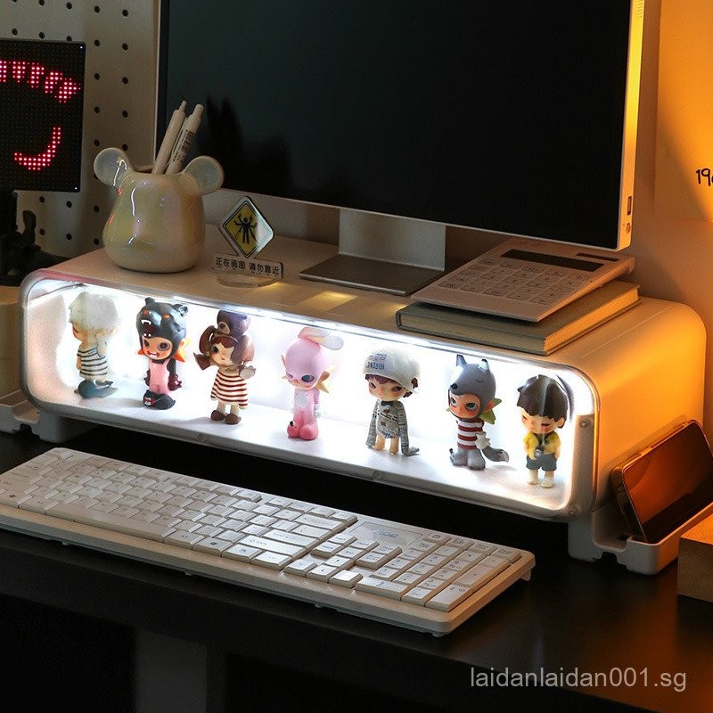 Desktop Computer Monitor Stand with Storage Rack Blind Box Figurine ...