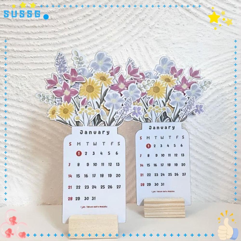 SUSSG Bloomy Flowers Desk Calendar, Desk Calendar Vase Shaped Countdown ...