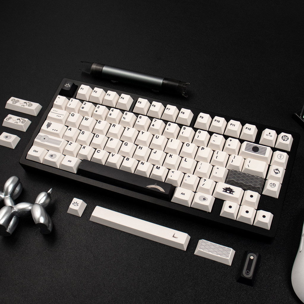 Temple Keycaps PBT Cherry Profile 148 Keys Grey / off-white / sand ...