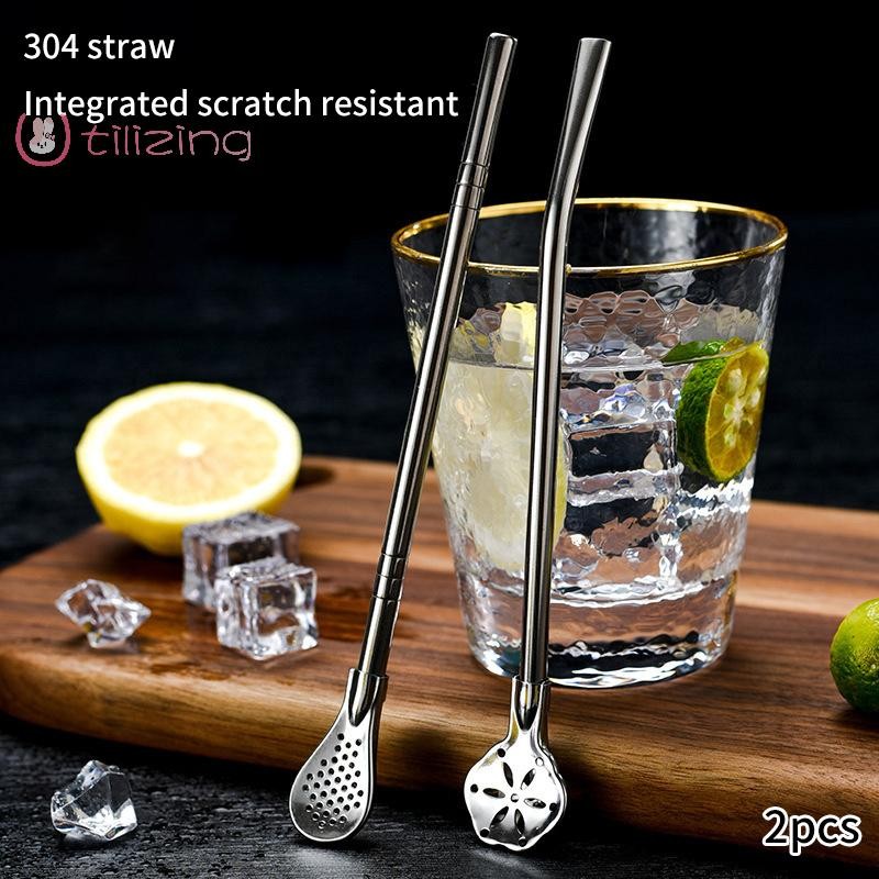 [UtilizingS] 2pcs Detachable Filter Straw Stainless Steel Straw Spoon ...