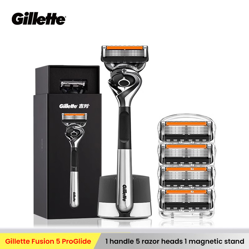 Gillette Fusion 5 ProGilde 1 handle 5 razor heads 1 stand | Shopee ...