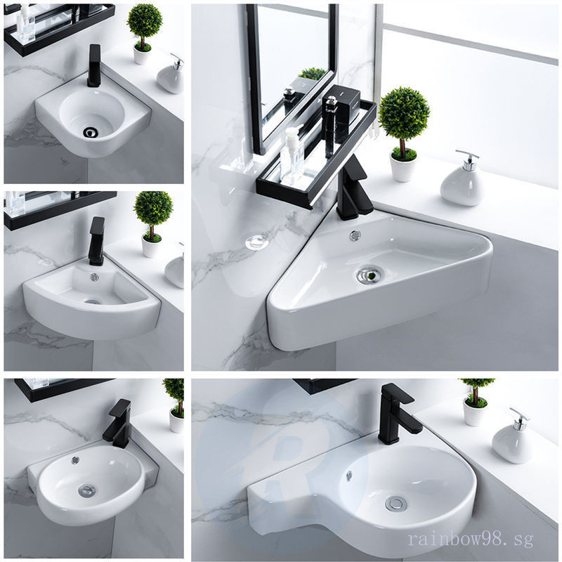 Wall-Mounted Ceramic Triangle Basin Small Wash Basin Washbasin ...