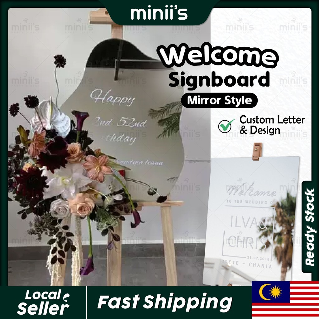 MINIIS Wedding Welcome Signboard Mirror Custom Sticker Welcome Sign ...