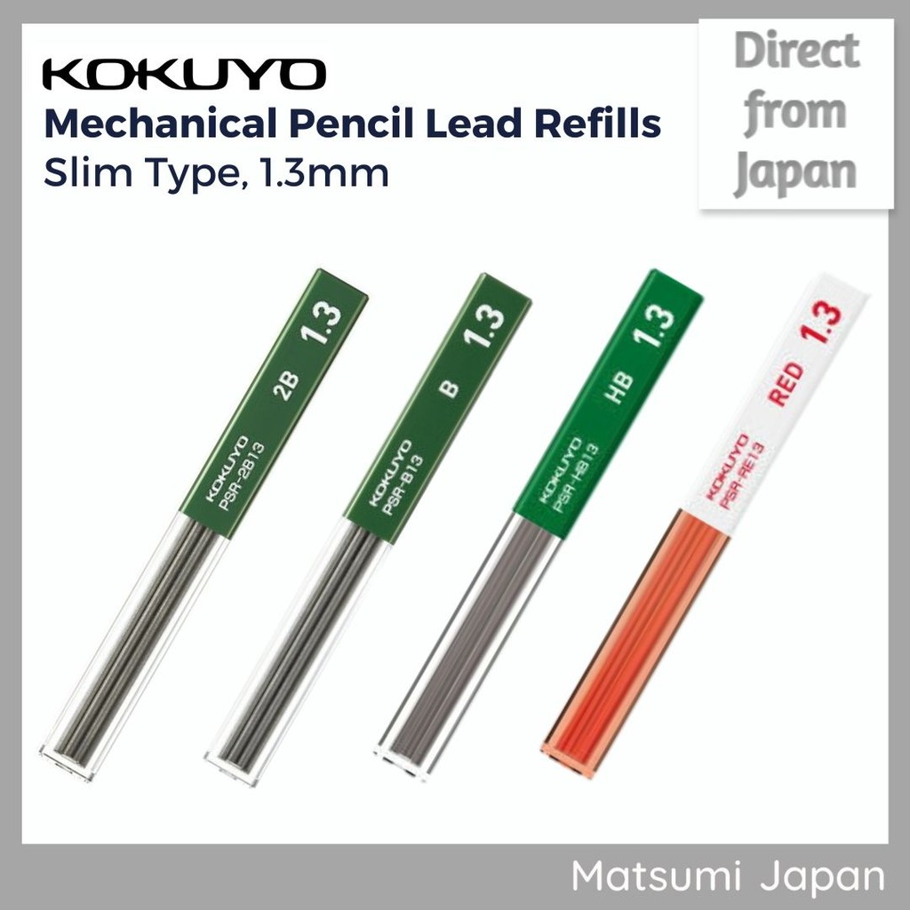 KOKUYO Mechanical Pencil Lead Refills Slim Type, 1.3mm (2B/B/HB/Red) 10 leads pack | Shopee ...