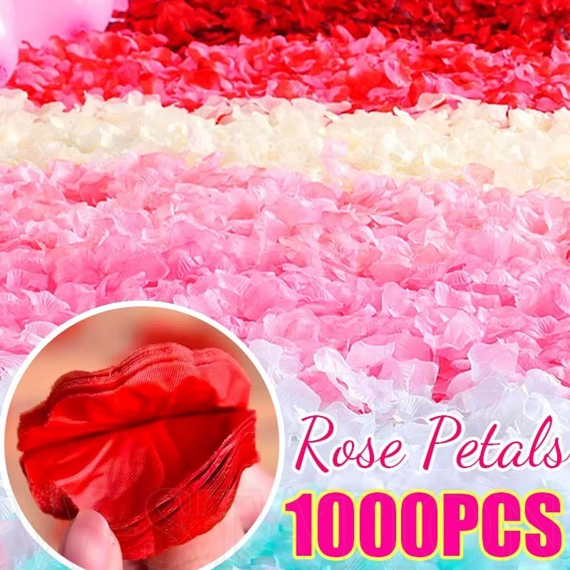 1000Pcs Artificial Fake Rose Petals - Romantic Silk Flower Petal - Red ...