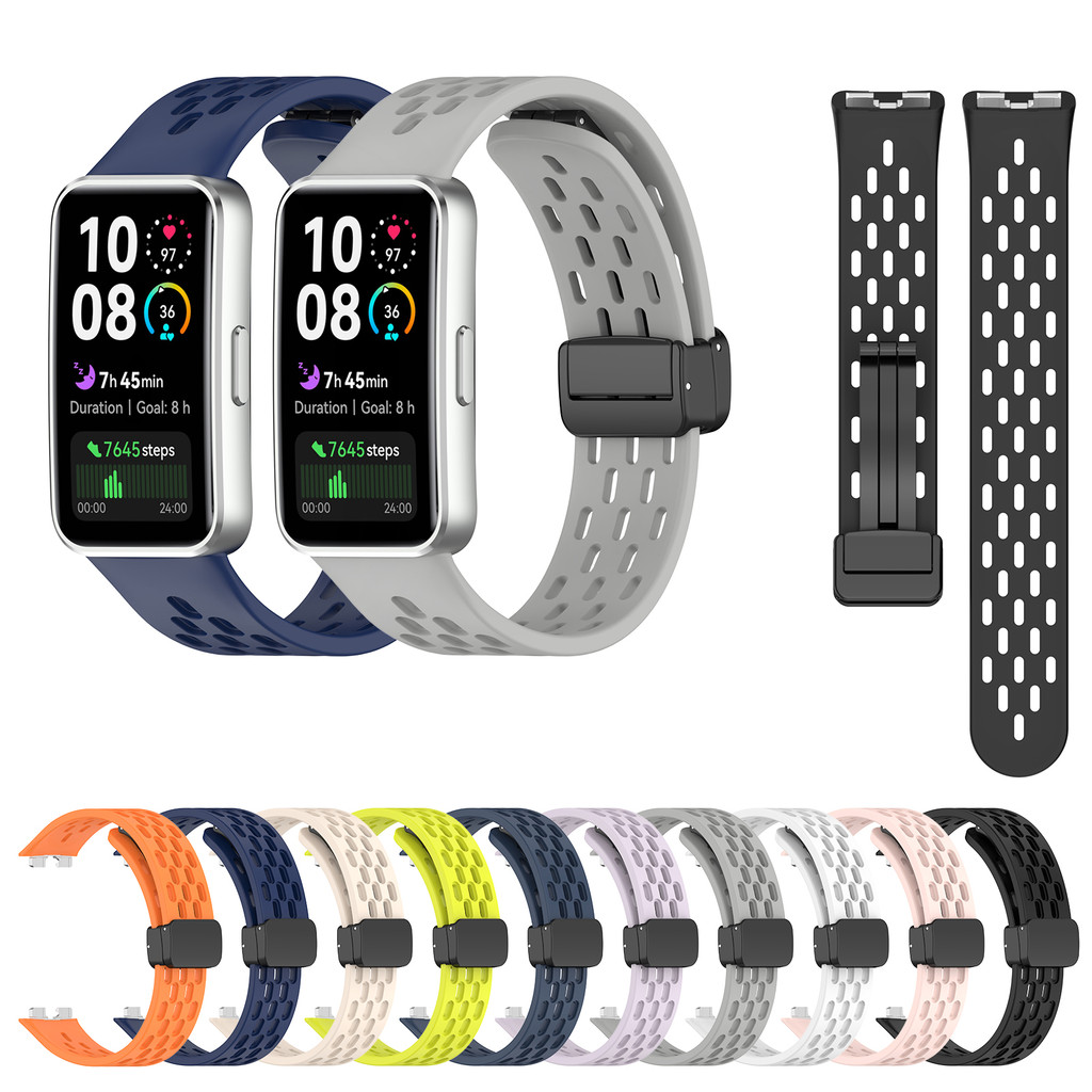 Silicone Magnetic Buckle Strap For Huawei Band 8 9 10 NFC Soft Candy ...