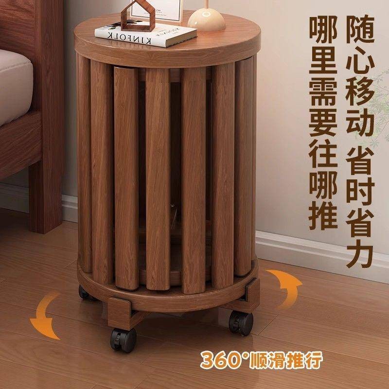 Imitation solid wood round stool tea table household stack combination stool folding chair spare ...