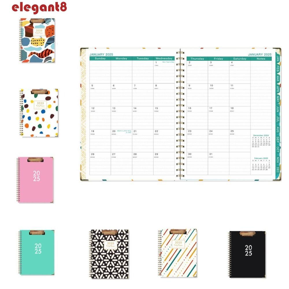 ELEGANT 2025 English Agenda Book, With Plate Clamp Monthly Calendar A4 ...