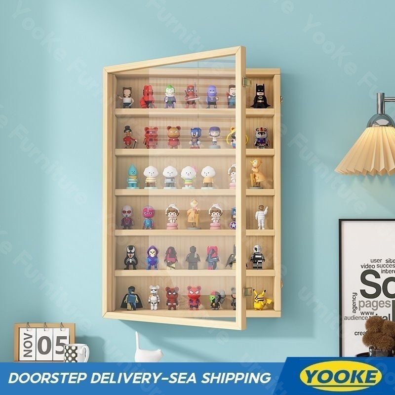 Solid Wood Display Rack Storage Cabinet Popmart Display Box Wall ...