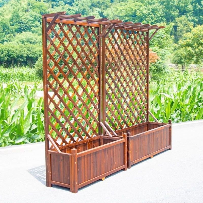 Outdoor Lattice Basin Solid Wood Mesh Garden Decoration Planting Box ...