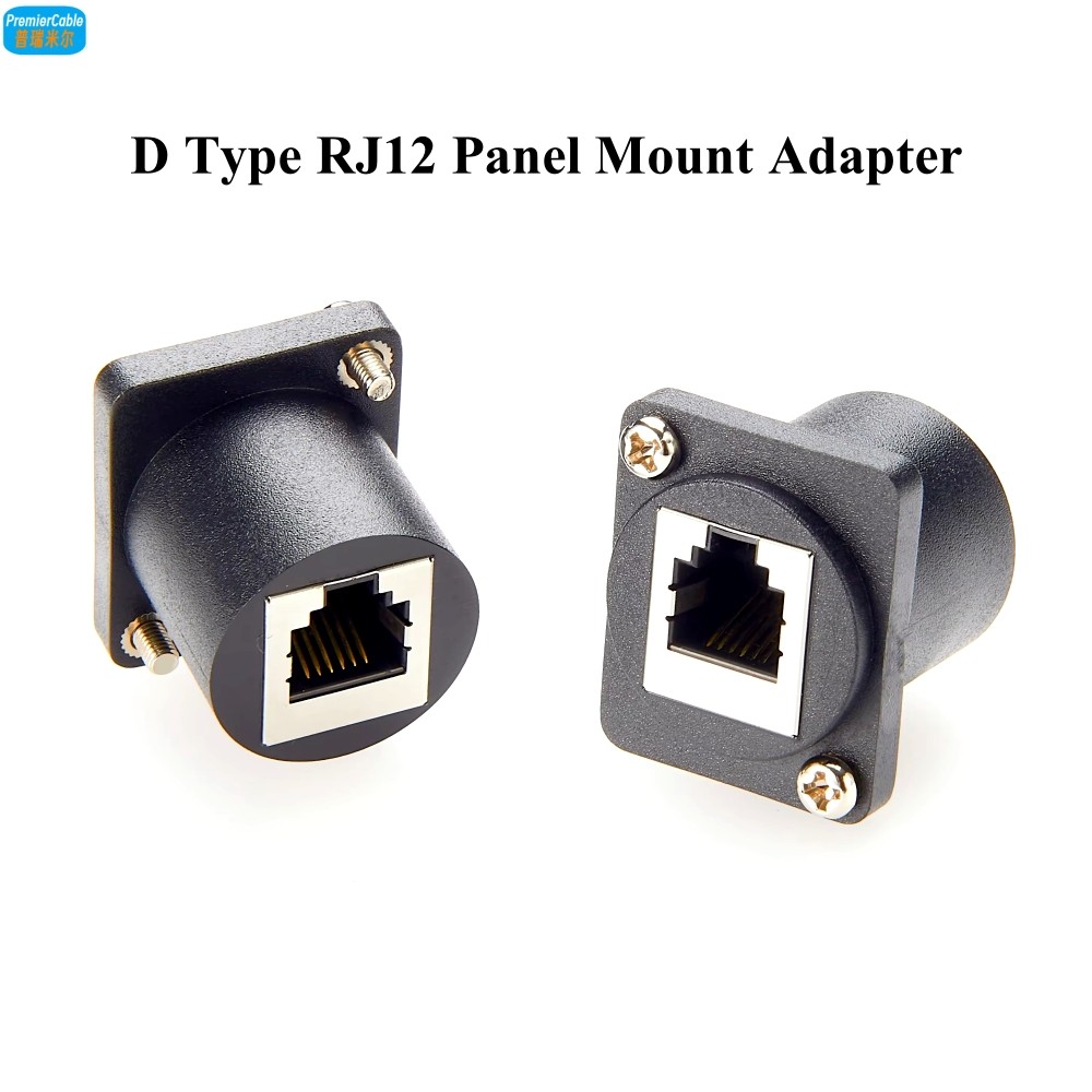 D Type RJ11/RJ12 6P6C Panel Mount Feedthrough adapter CAT3 RJ12 Female ...