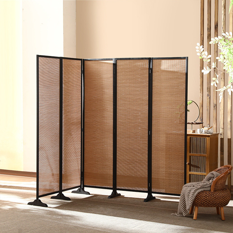 Room Divider Curtain Chinese bamboo screen partition 屏風 black frame ...