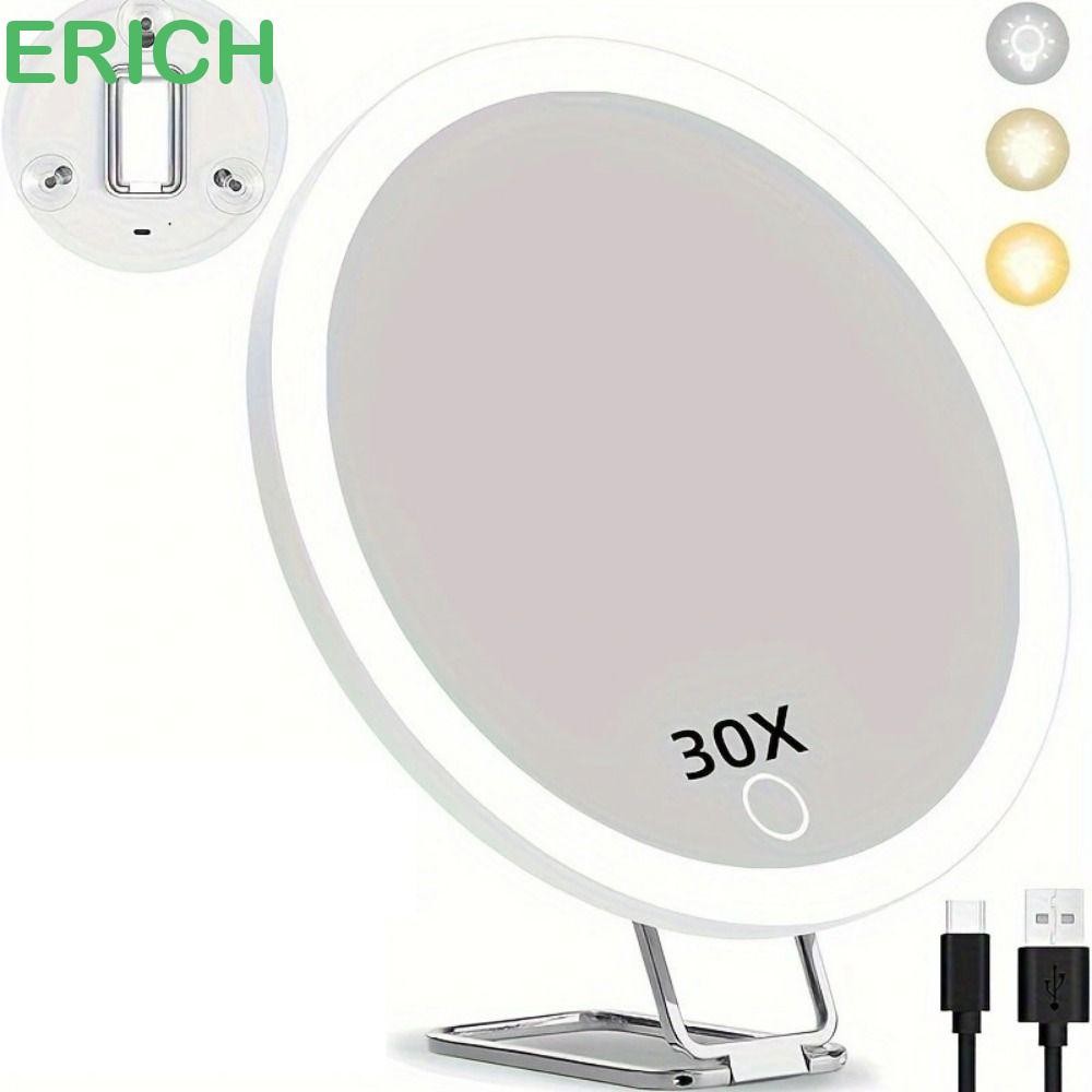 ERICH1 Magnifying Mirror with Light, 360° Adjustable Stand Suction Cup ...