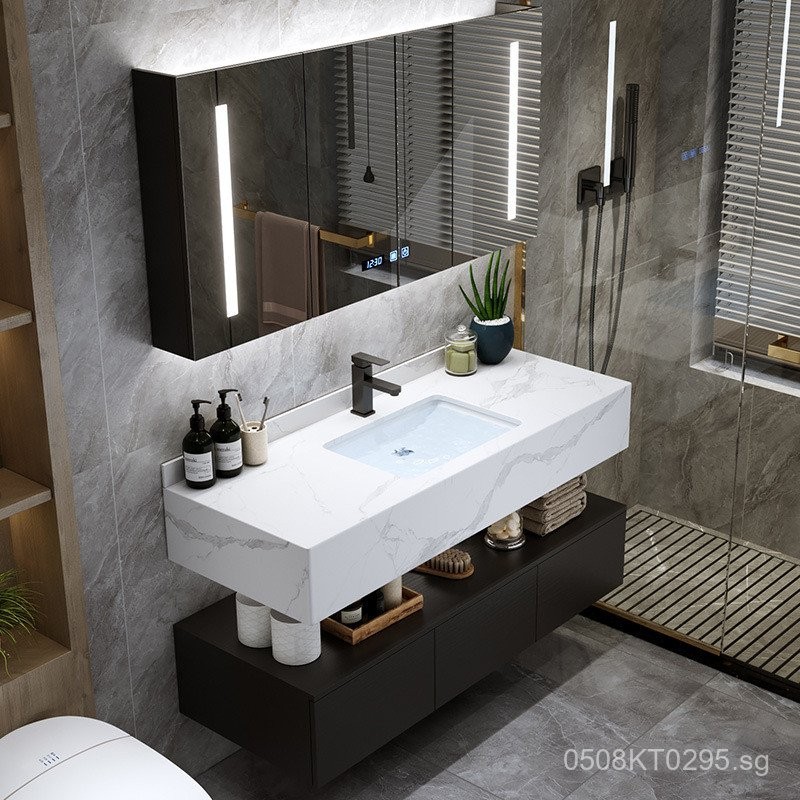 Light Luxury Integrated Combination Wash Basin Bathroom Cabinet Face ...