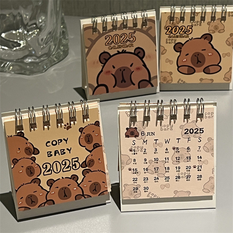 2025 Cute Capybara Calendar Cartoon Mini Student Calendar Stationery ...