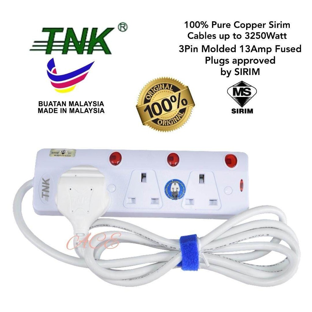 TNK 3 Gang Neon Trailing Socket with Special Design for 2 Pin Euro Easy ...