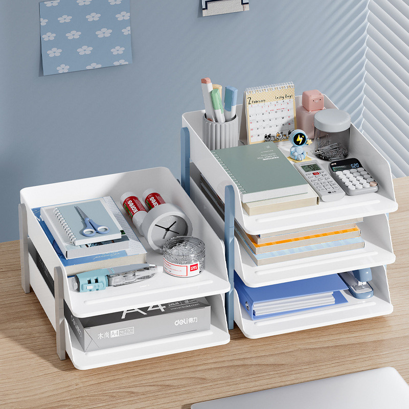Desktop Stackable File Tray Book A4 Paper Document Storage Rack Multi ...