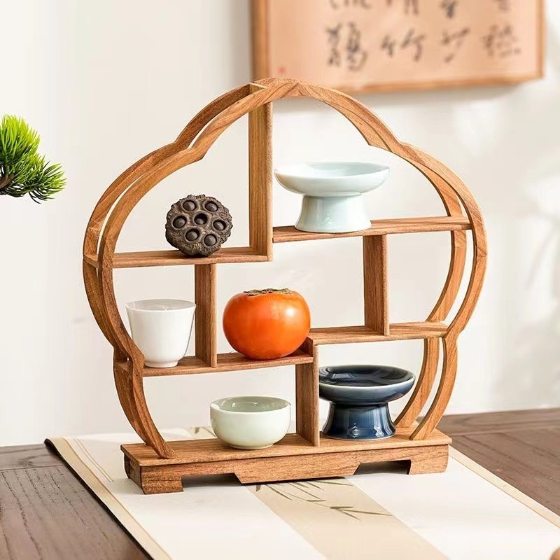 Desktop Antique Shelf Small Table Solid Wood Tea Set Tea Stand Duobao ...