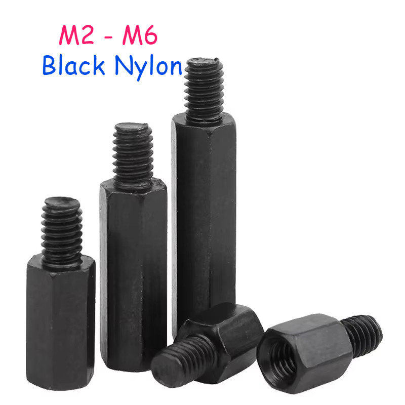 M2 M2.5 M3 M4 M5 M6 Black Nylon Single Headed Hexagonal Isolation ...