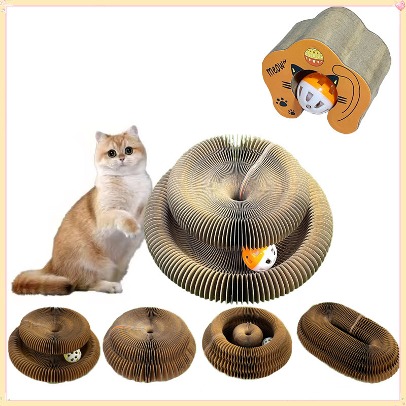 Magnet Organ Cat Scratcher Board Spinning Ball Bell Corrugated ...