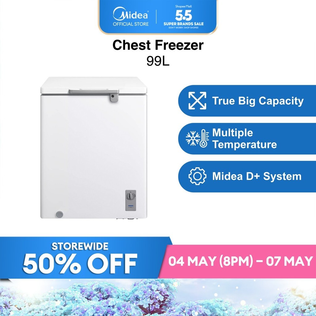 Midea MDRC152FZG01-SG White Chest Freezer, 99L, Energy Rating A+ ...