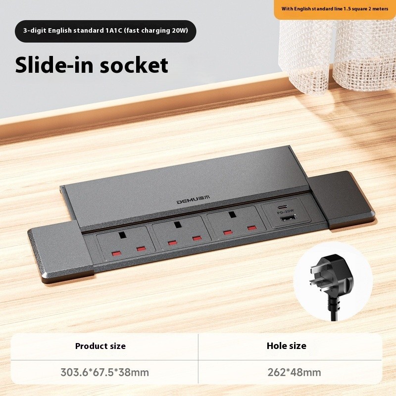 Cross-Border American Standard Sliding Cover Embedded Socket usb Hidden Embedded Desktop Socket ...