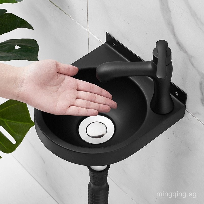 Black Mini Small Household Stainless Steel Wall-Mounted Bathroom Sink ...