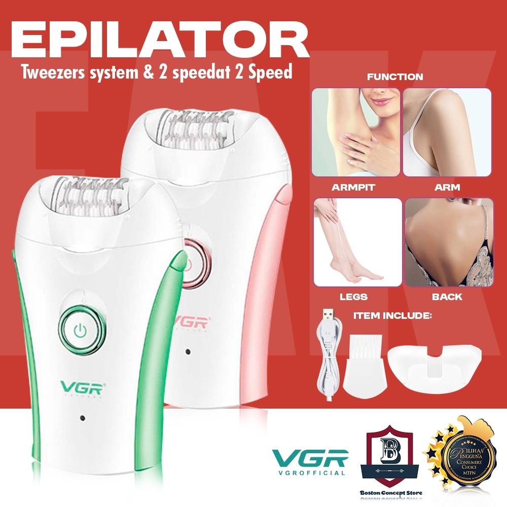 VGR V-705 Compact Professional Cordless Women Epilator for different body areas for gentle hair ...