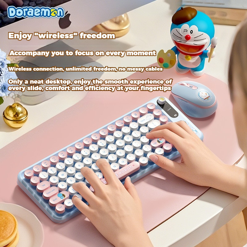 Doraemon Wireless Keyboard and Mouse Combo Cute Laptop Silent Keyboard ...