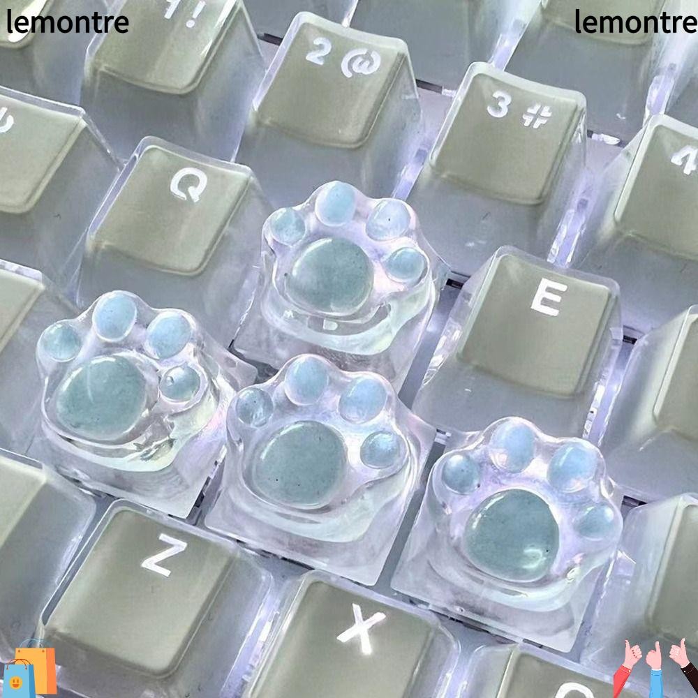 LEMONTRE 1/4 Pcs Cat Keycap, Cross Axis Pink Blue Mechanical Keyboard ...