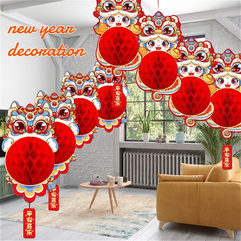 2025 Snake Year Paper Hanging Ornaments Lion Dance Lantern Hanging Cny ...