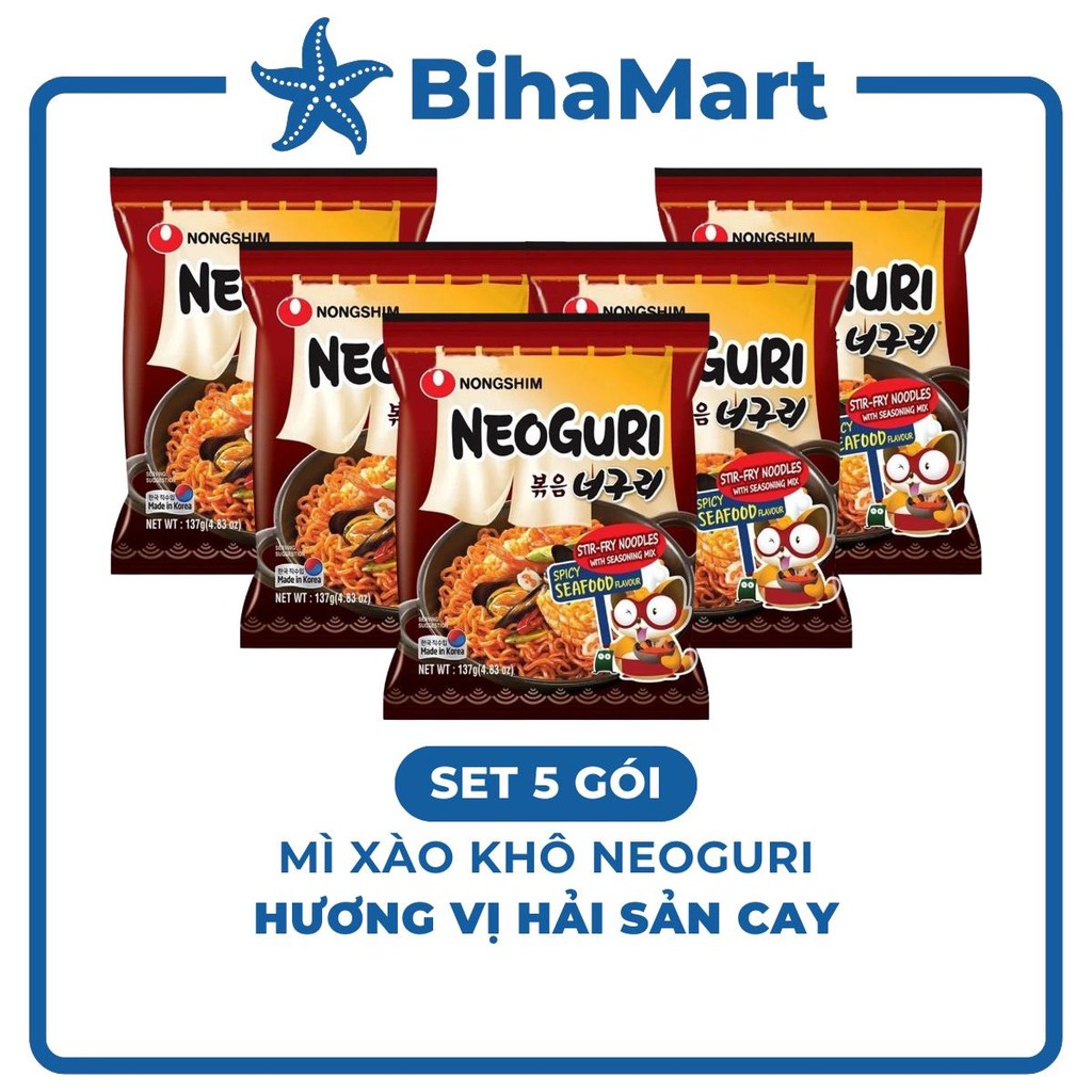 [SET5PACK] - NONGSHIM - Neoguri Dry Fried Noodles Spicy Seafood, Dry ...