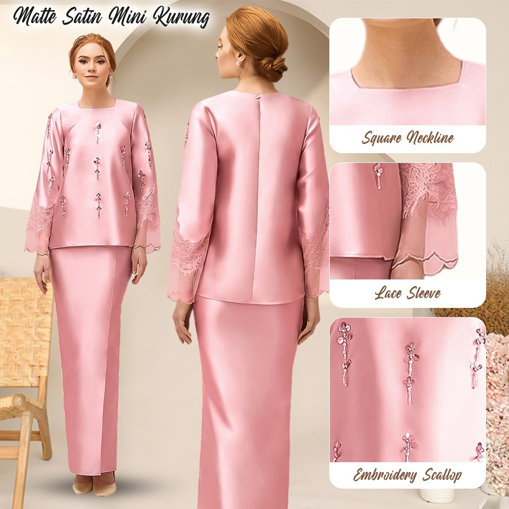 BAJU RAYA FLORENCE SATIN SULAM KURUNG MODEN PASTEL Satin Baju Kurung ...