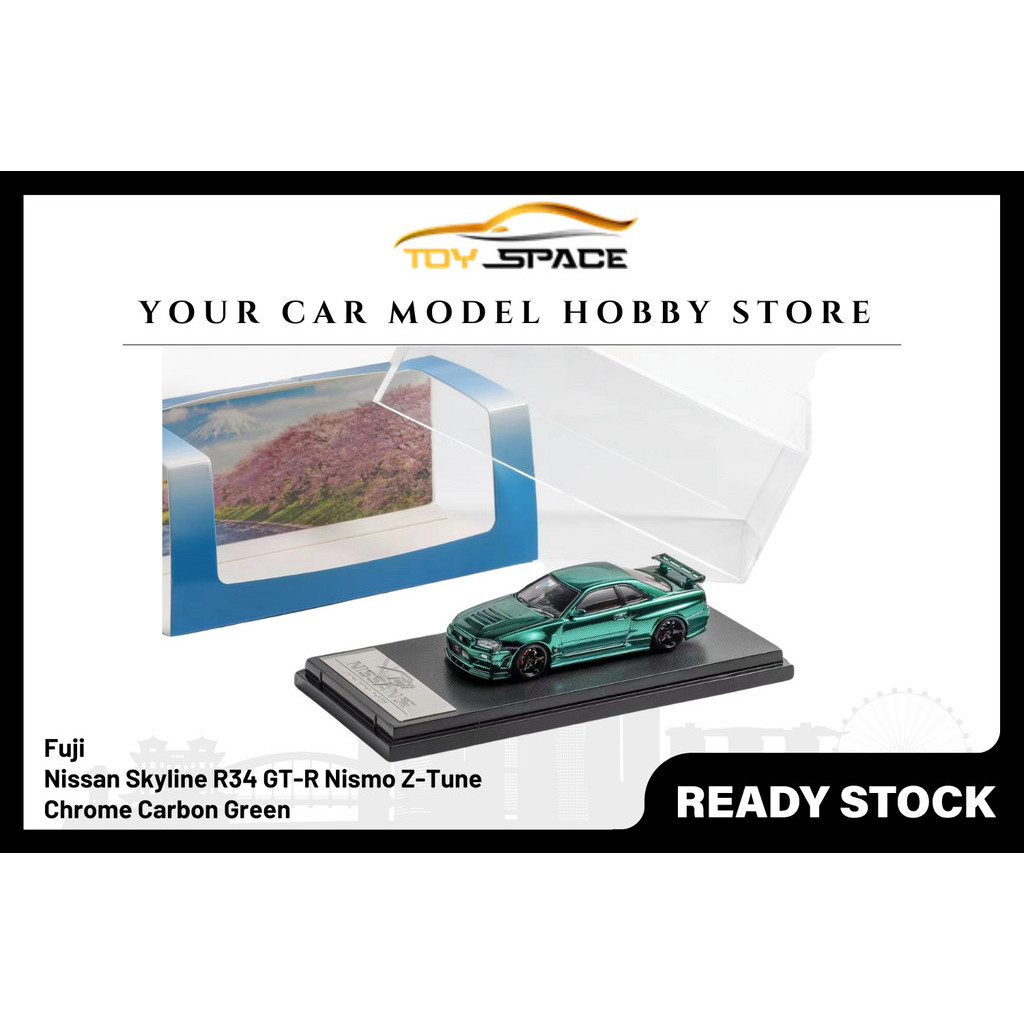 [FUJI] 1:64 Nissan Skyline R34 GT-R Nismo Z-Tune Chrome Carbon Green | Shopee Singapore