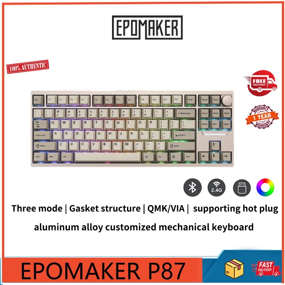 EPOMAKER P87 three mode aluminum alloy customized mechanical keyboard ...