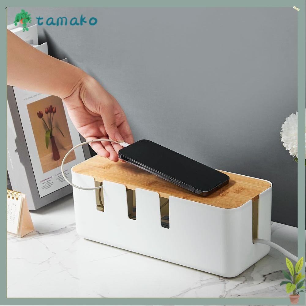 TAMAKO Desktop Storage Box, Seven-hole Power Line Wire Management ...
