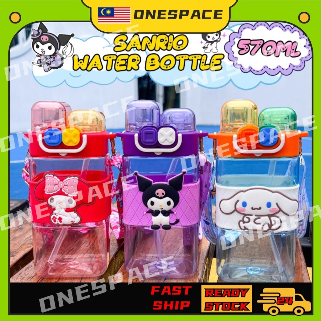coco 570ml Botol Air Kuromi Labubu Water Bottle Kids Straw Bpa Free Botol Kawaii Cinnamoroll ...