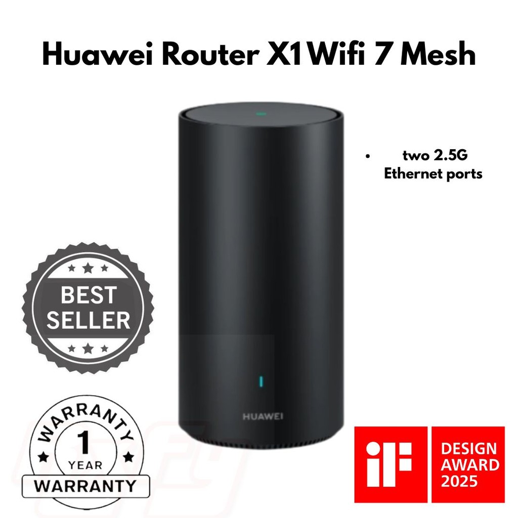Huawei Router X1 Wifi 7 Mesh, 2x 2.5G + 2x 1.0G Ethernet Lan, HarmonyOS ...