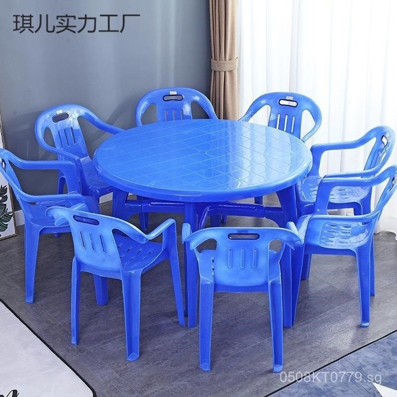 Round Table White Outdoor BBQ Stall Dining Table Plastic Table Night ...