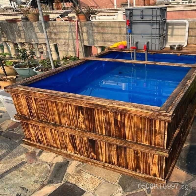 Cloth Balcony Canvas Fish Pond Koi Wooden Box Anti-Corrosion Wooden ...
