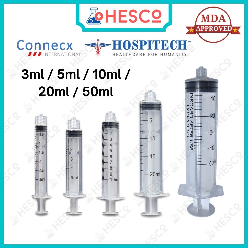 Syringe Picagari Luer Lock 3ml 5ml 10ml 20ml 50ml Sterile Disposable 1pc Connecx Hospitech ...