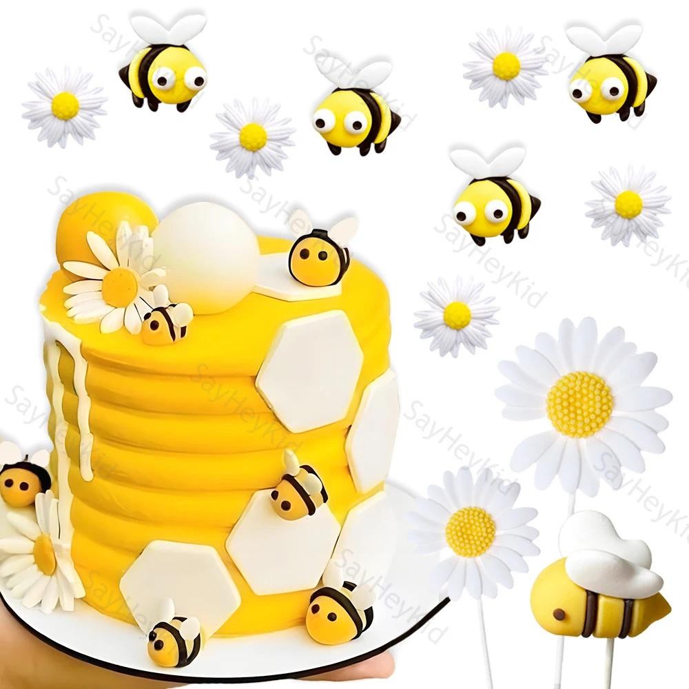 Daisy Bee Cake Toppers White Sunflower Bumble Bee Cake Decoration DIY ...