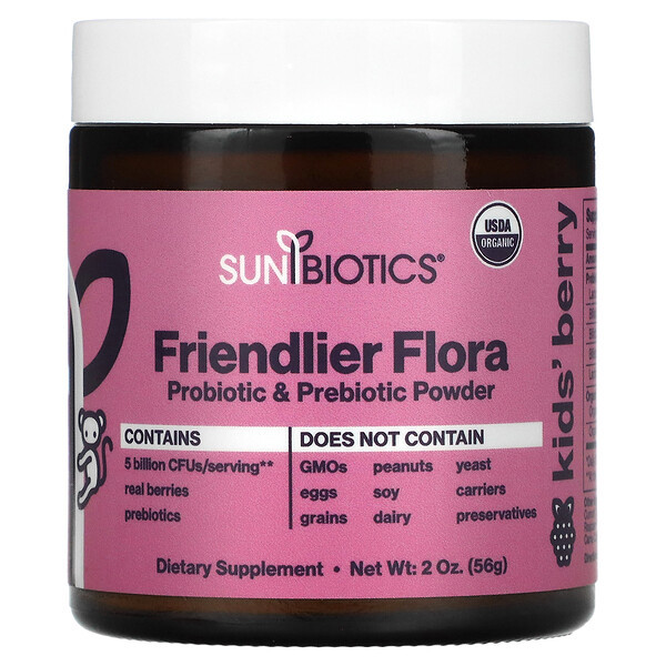 Sunbiotics, Kids! Friendlier Flora, Probiotic & Prebiotic Powder, Berry ...