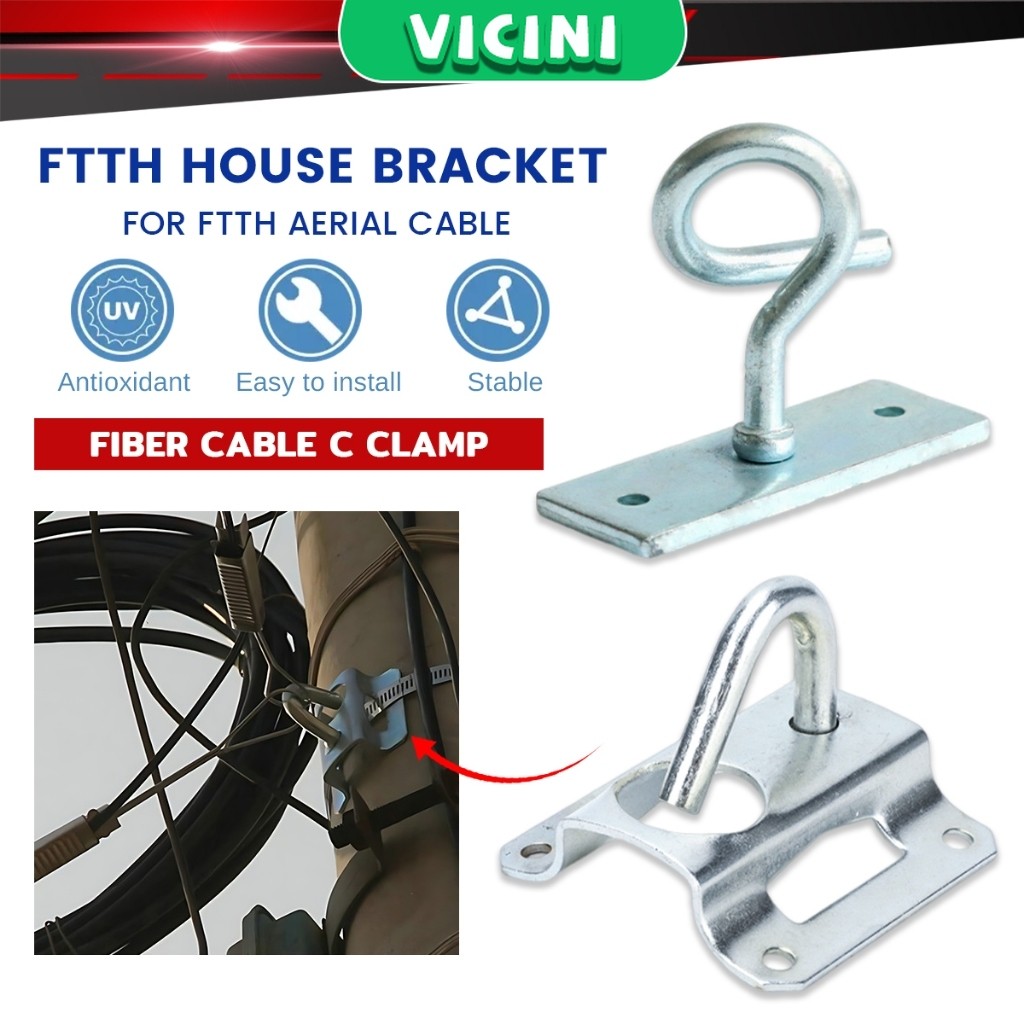 Fiber Cable C Clamp FTTH / FTTX Fiber Optic Cable Hanger Hook Pole ...