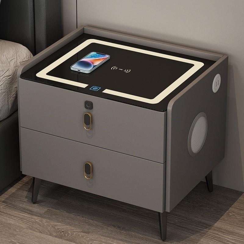 Smart Bedside Table Simple Three Draw Rechargeable Bedroom Storage ...