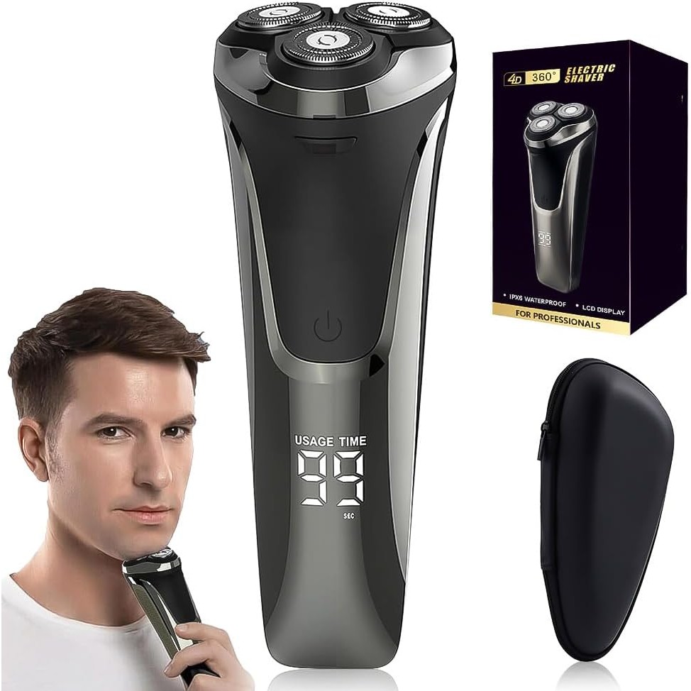 Electric Razor for Men Cordless, WetDry Rotary Shaver Waterproof, 3-in ...