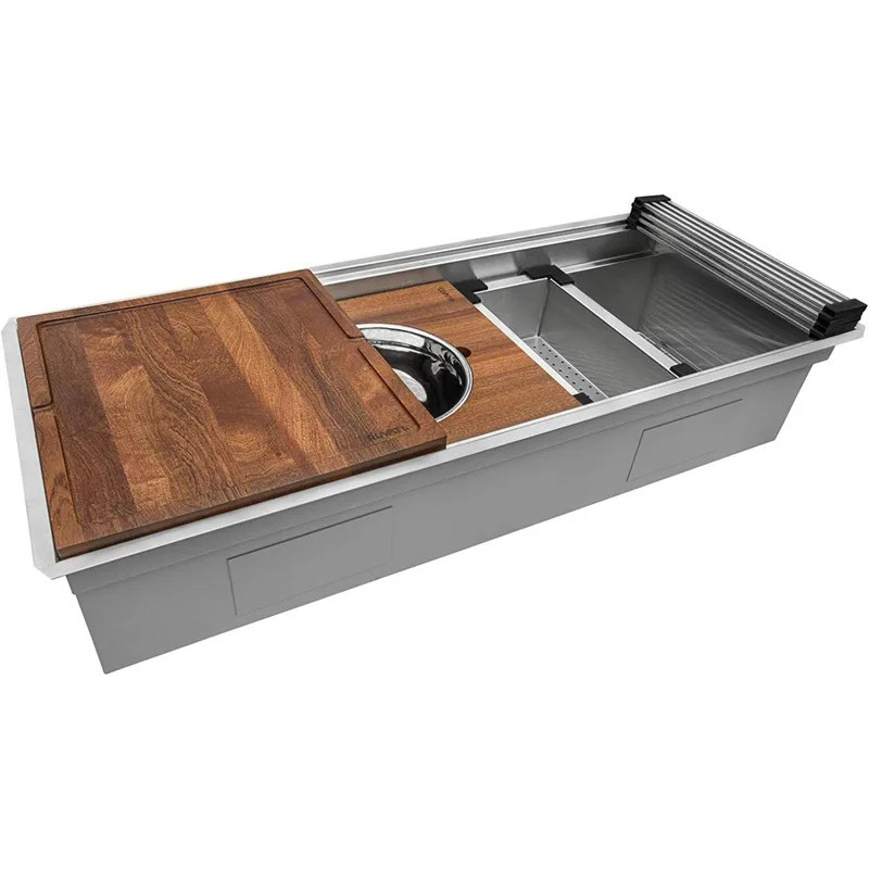 69-inch Workstation Two-Tiered Ledge Kitchen Sink Undermount 16 Gauge ...